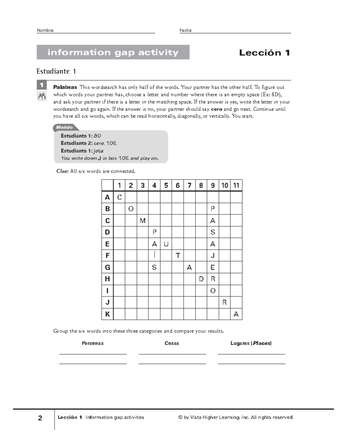 activity pack l01 information gap - 2 Lección 1 Information gap ...