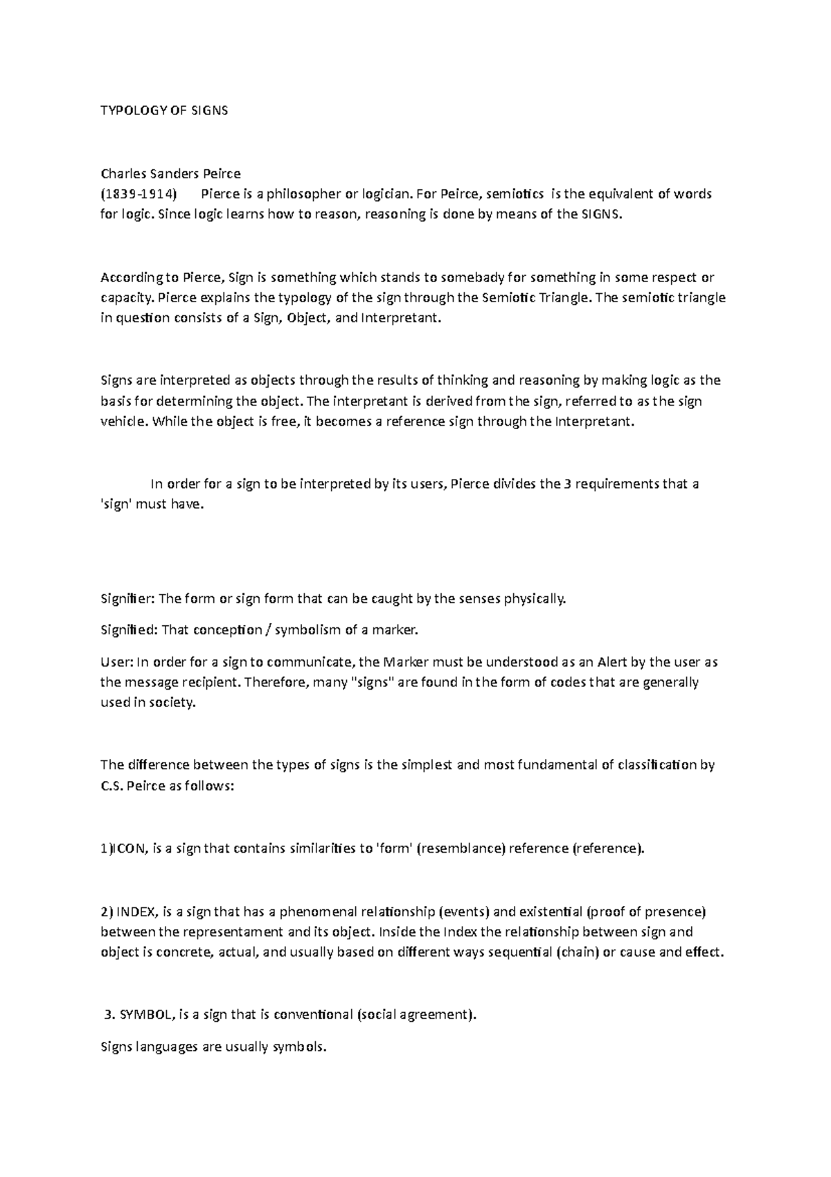 Dokumen - help you yes - TYPOLOGY OF SIGNS Charles Sanders Peirce(1839 ...