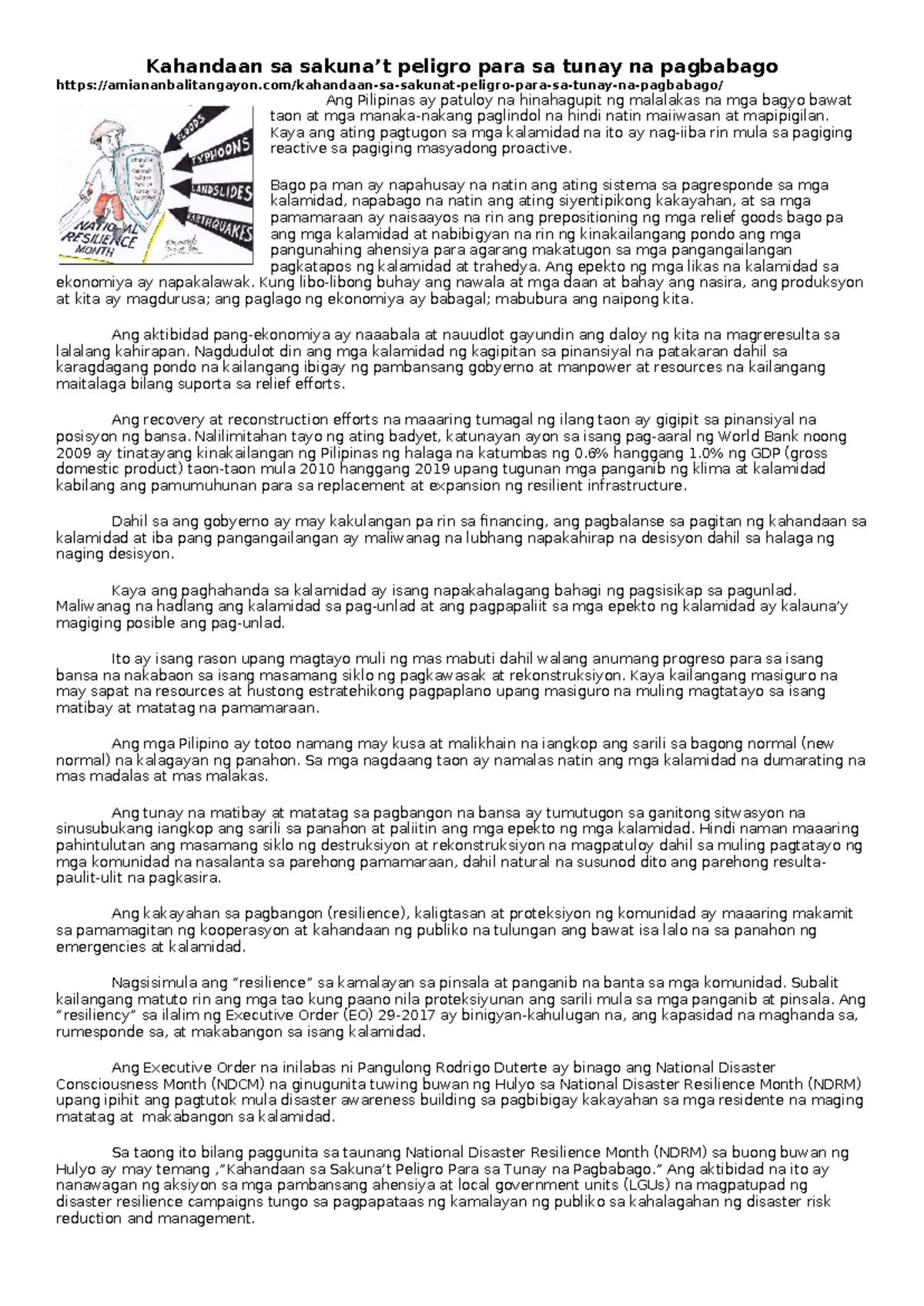 Catch UP Friday WEEK 6 - about polynomial - Kahandaan sa sakuna’t peligro para sa tunay na ...