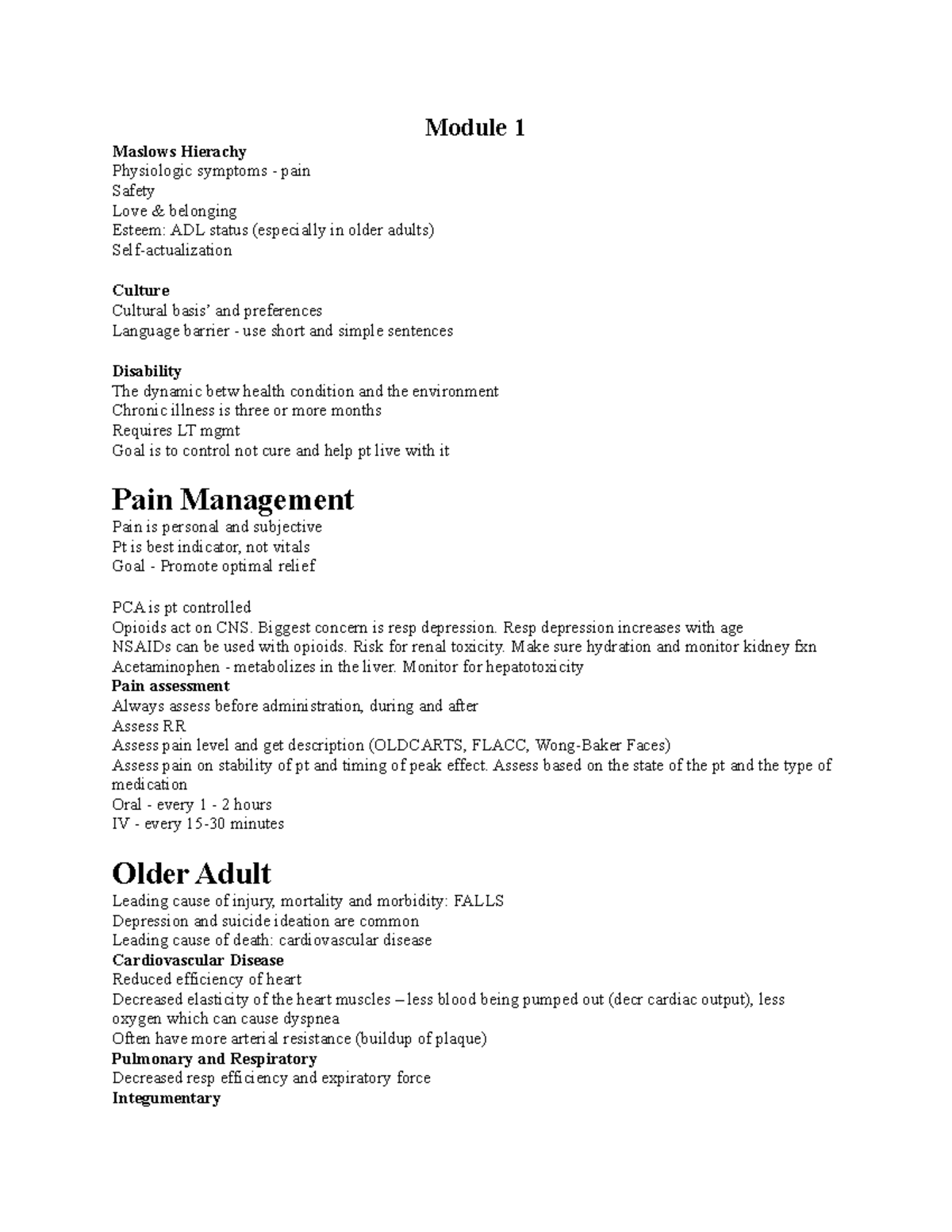 3320 - Tutor Final Review p1 - Module 1 Maslows Hierachy Physiologic ...