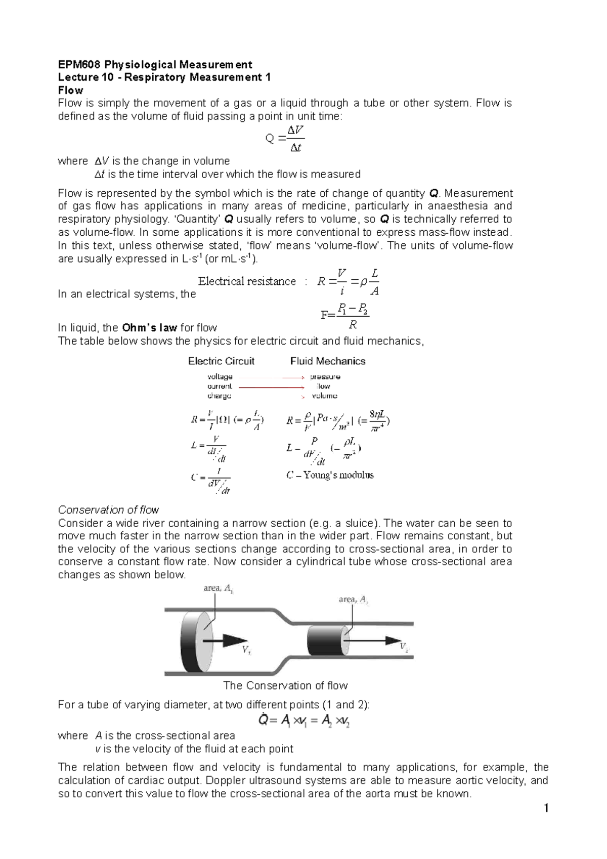 Lecture 10 - Respiratory Measurement 1 - EPM608 Physiological Measurement Lecture 10 ...