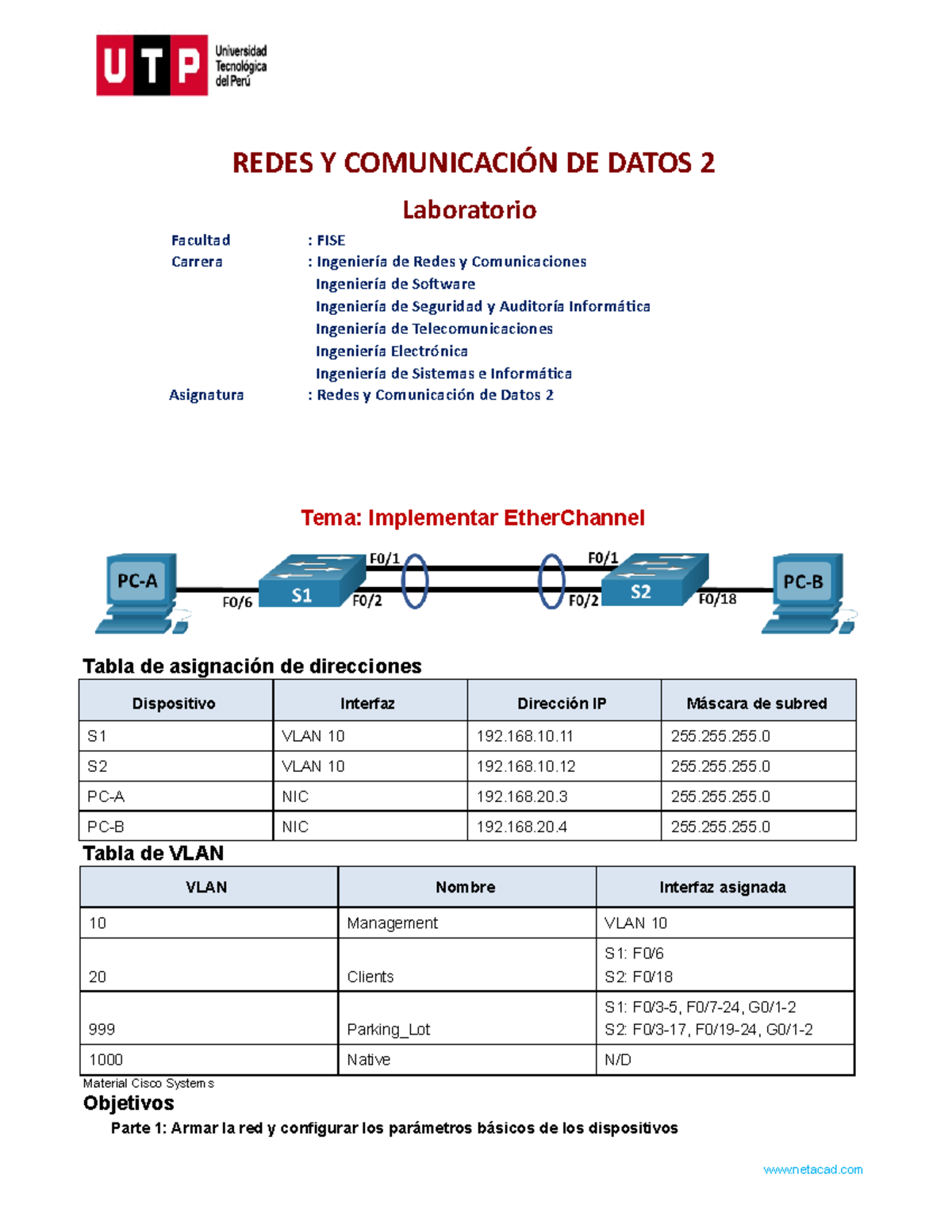 S03.s2-Lab - Implementar Etherchannel - REDES Y COMUNICACIÓN DE DATOS 2 Laboratorio Facultad ...