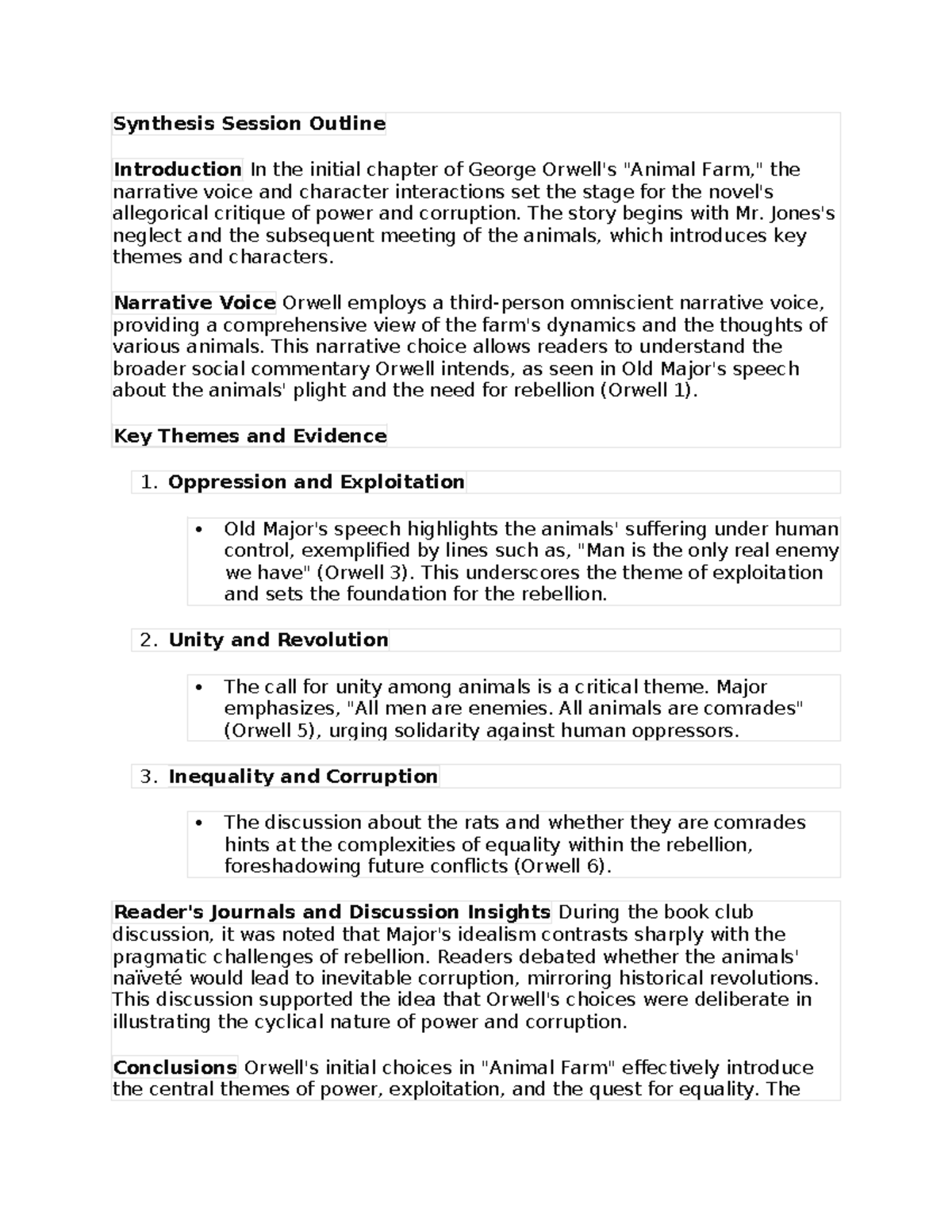 Synthesis Session Outline - Synthesis Session Outline Introduction In ...