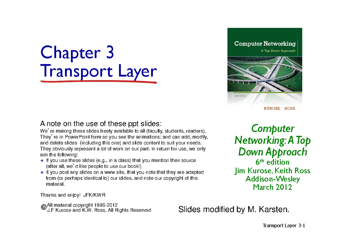 Module 3 - notes - Transport Layer 3- Chapter 3Transport Layer Computer ...