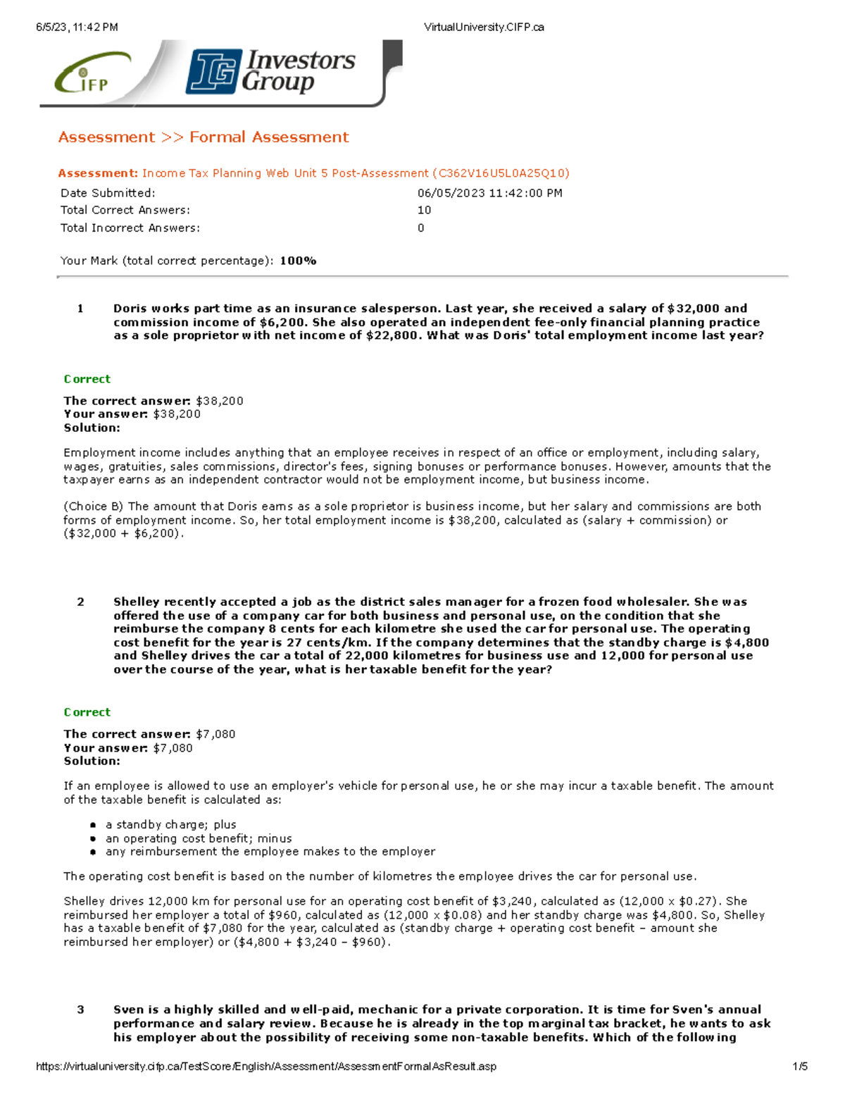Tax Planing Unit 5 - tax planning - Assessment >> Formal Assessment ...