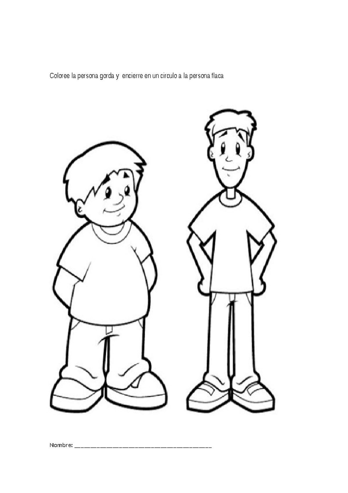 Gordo y flaco 2024 - Planificacion 1 - Coloree la persona gorda y ...
