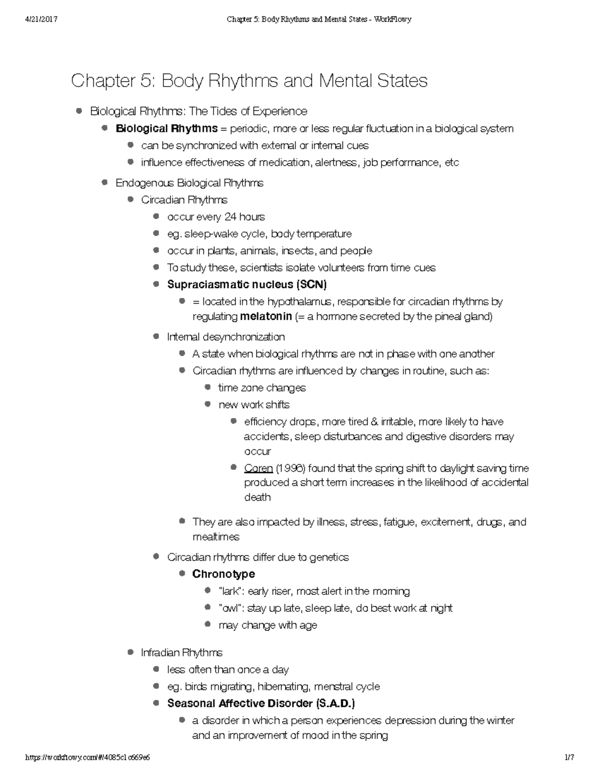 Chapter 5 Body Rhythms and Mental States - 4/21/2017 Chapter 5: Body ...