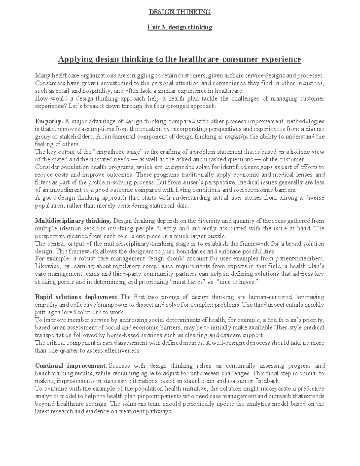 DT Unit 3 - Design thinking for unit 3 details - ####### DESIGN ...