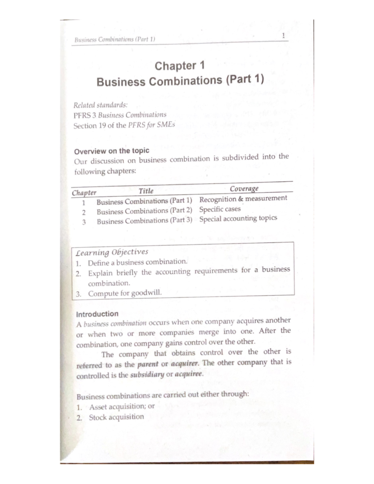 Business Combinations Chap 1 Part 1 1 - Accountancy - Studocu