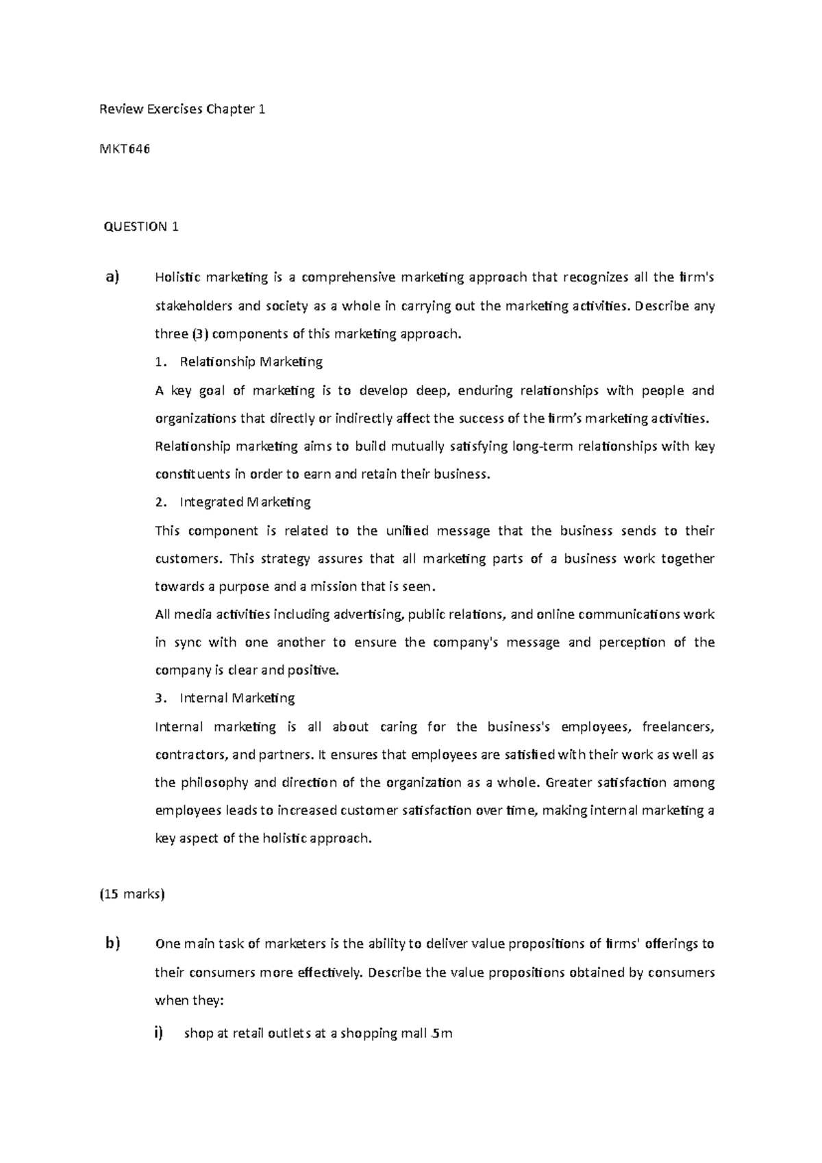 Review Exercises Chapter 1(NUR Najwa Husna MOHD Saifuddin) - Review Exercises Chapter 1 MKT ...