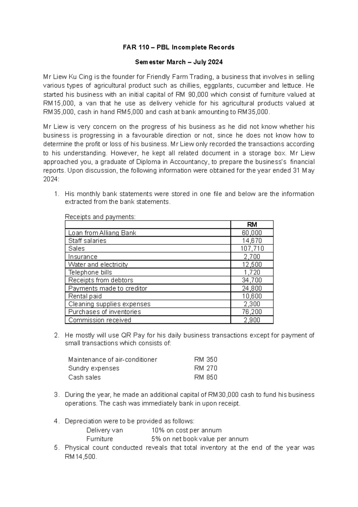 PBL JUNE 2024 - pbl - FAR 110 – PBL Incomplete Records Semester March ...