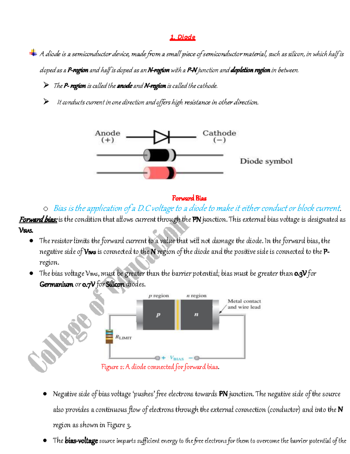 Diode TT - It is good for study - 1. Diode A diode is a semiconductor ...