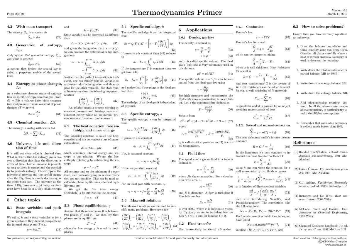 Thermodynamics cheat sheet 2 2048 - ME 202 - Studocu Thermodynamics cheat sheet 2 2048 - ME 202 - Studocu
