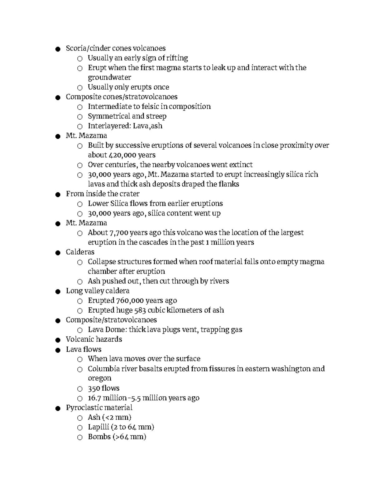 Week 6 lectures ND - Kate T - Scoria/cinder cones volcanoes Usually an ...