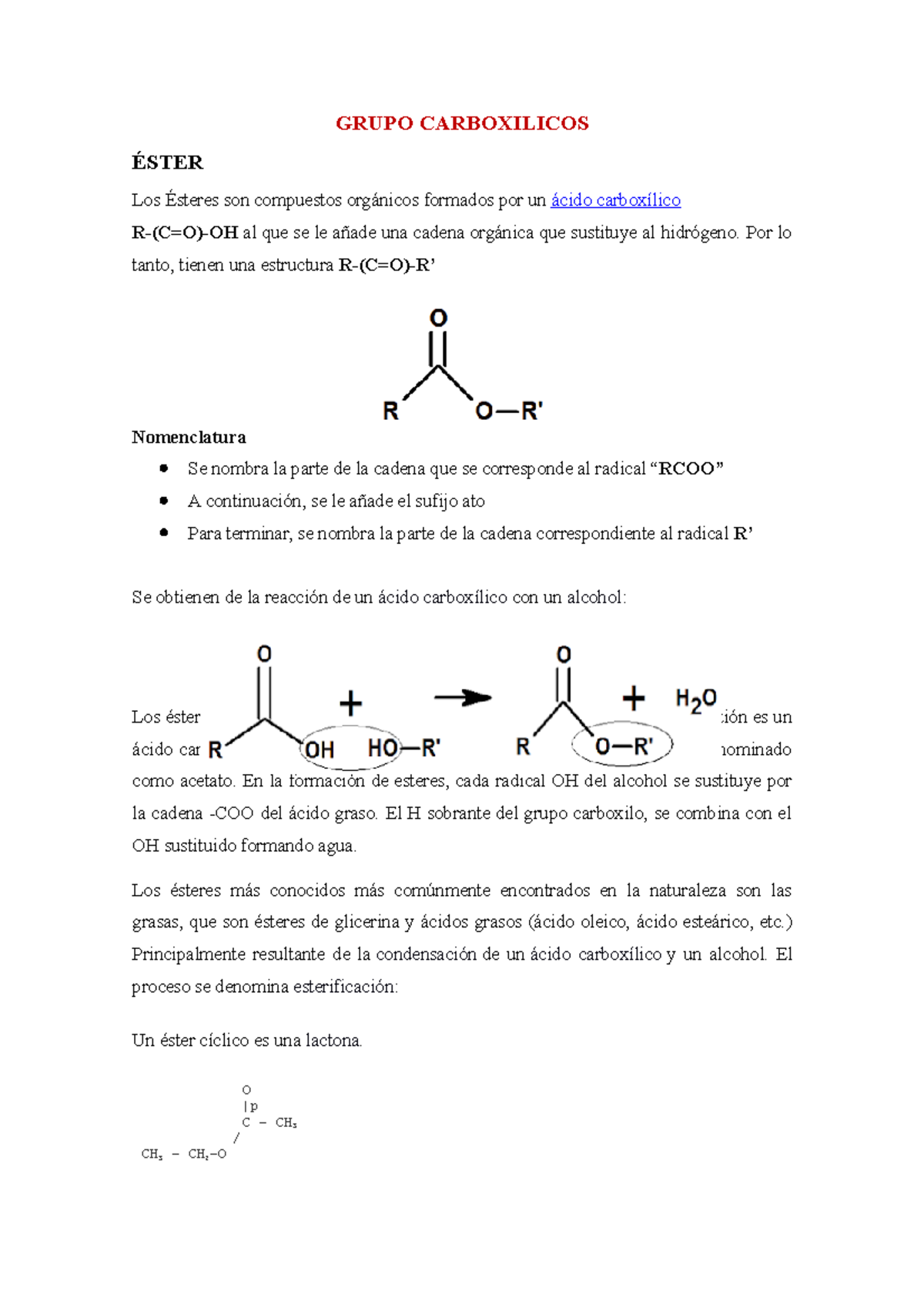 éster - estudiar - GRUPO CARBOXILICOS ÉSTER Los Ésteres son compuestos ...