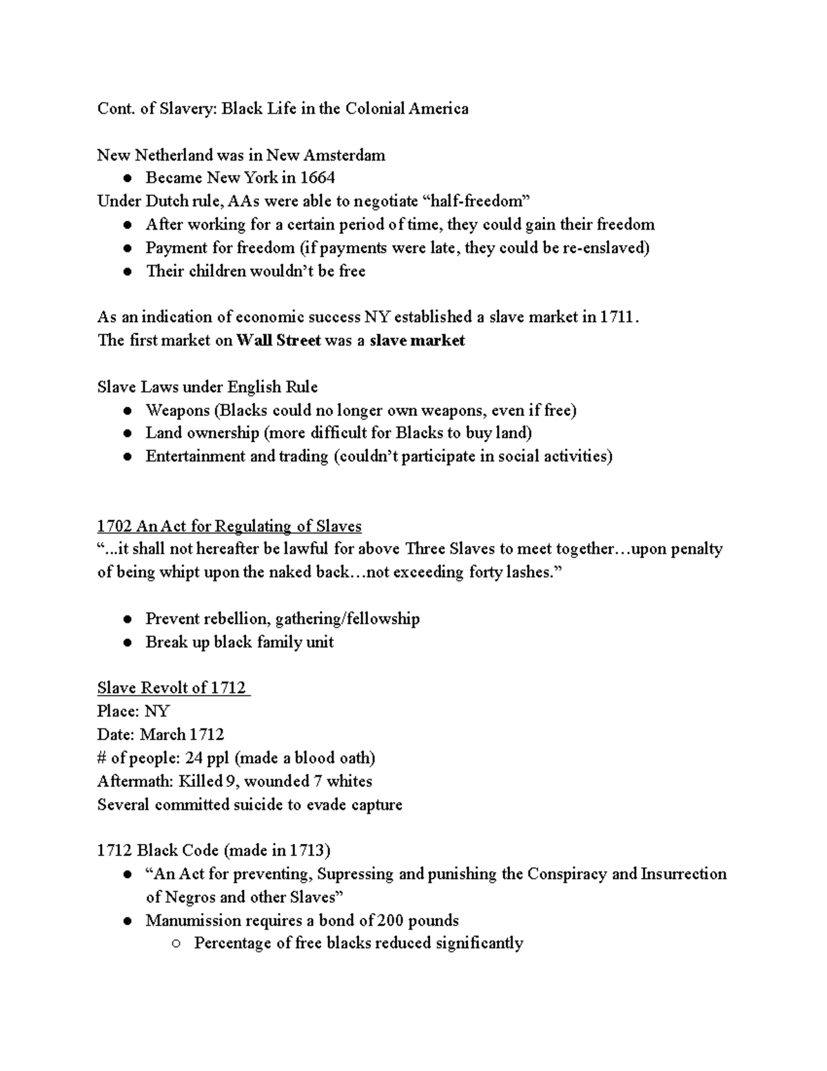 African American History (9/29) - Cont. of Slavery: Black Life in the ...