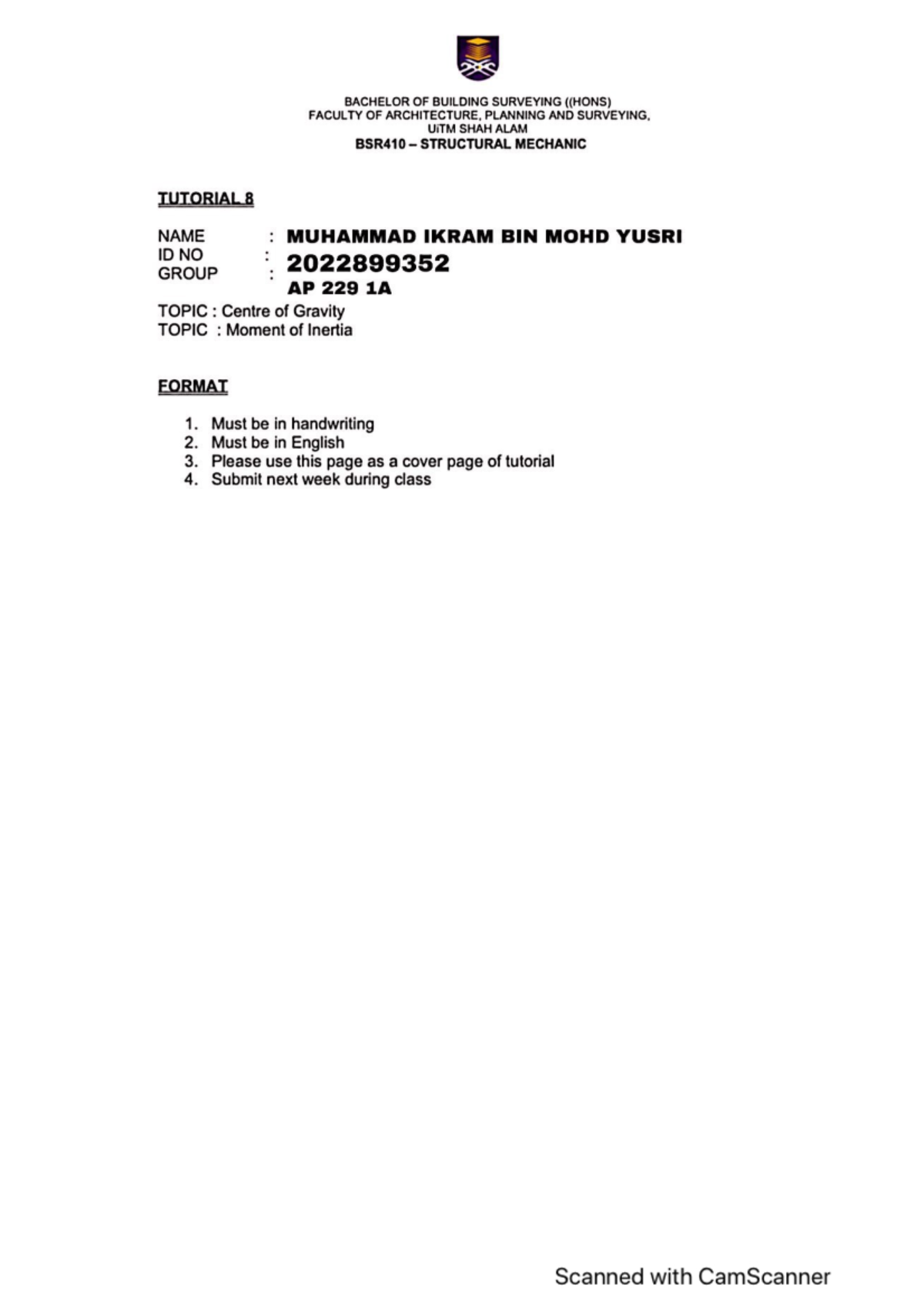Muhammadikram AP229 1A - Building Surveyor - Studocu