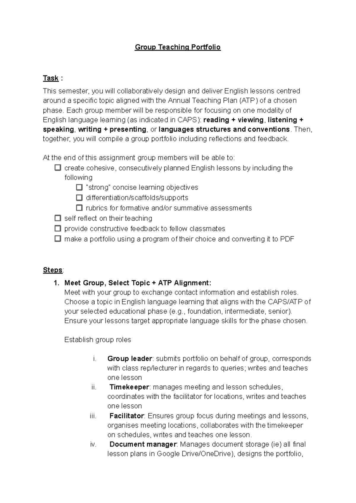 MT Group Portfolio TASK + FAQ JME 200 - Group Teaching Portfolio Task ...