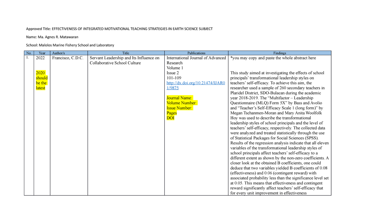 MY RRS RRL Action Research 2022 - Approved Title: EFFECTIVENESS OF ...