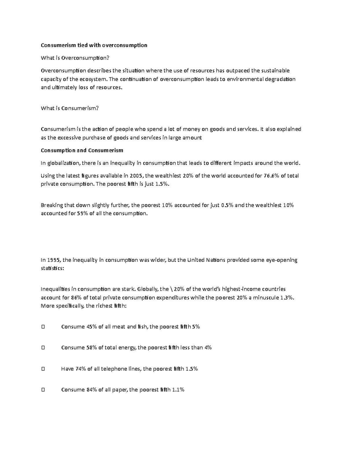 Consumerism tied with overconsumption - The continuation of ...