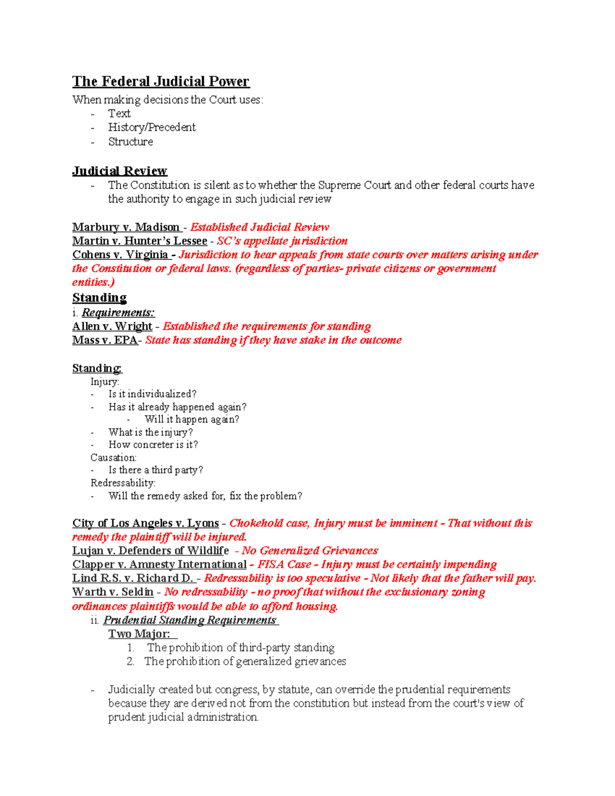 Index- Judicial Power - Outline - The Federal Judicial Power When ...