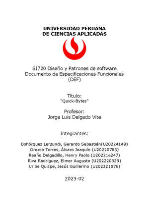 Upc-pre-202301-SI720 Diseño y patrones de Software-PC2 v2 - SI720 DISEÑO Y PATRONES DE SOFTWARE ...