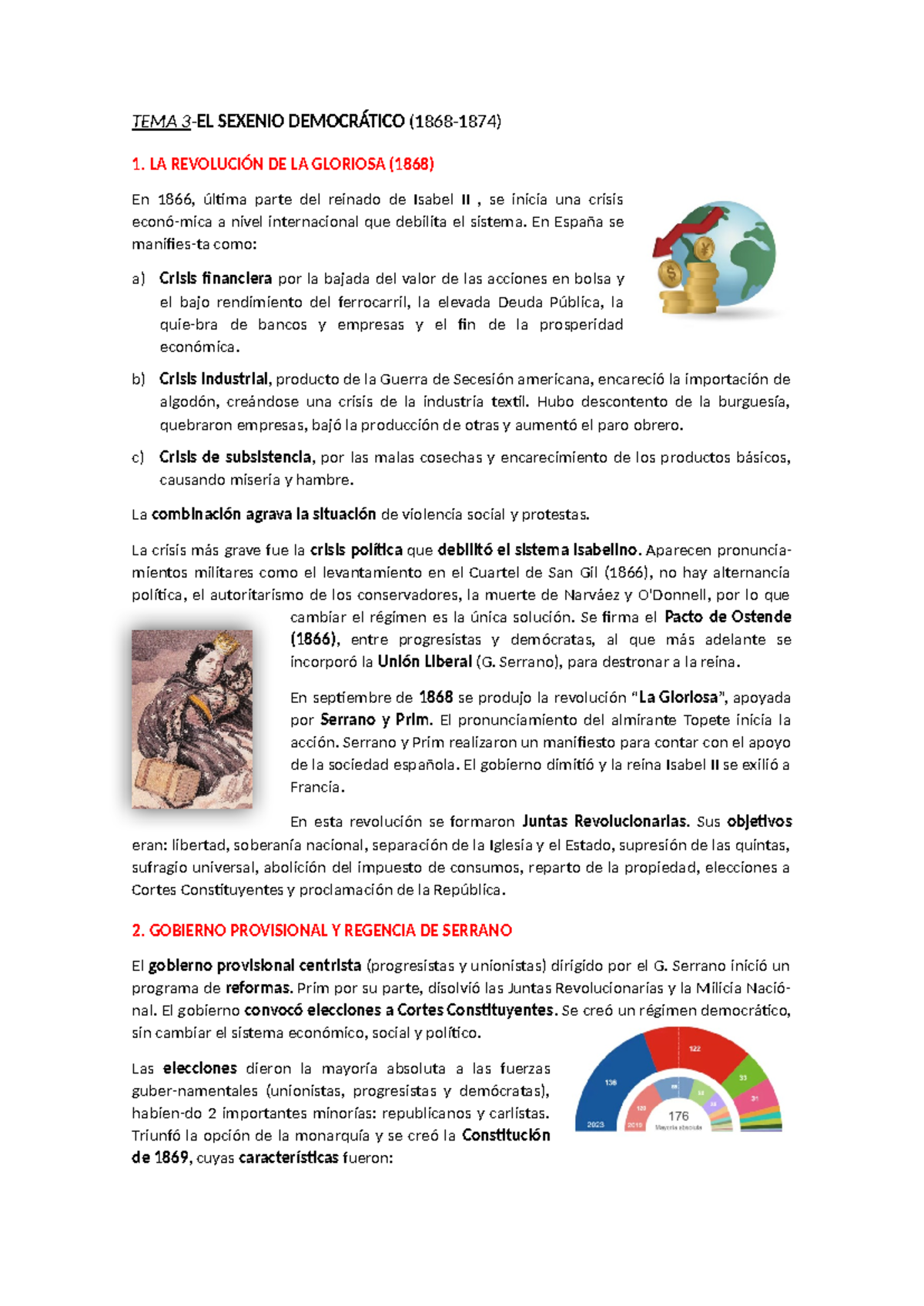 HE-T3- Sexenio Democrático - TEMA 3-EL SEXENIO DEMOCRÁTICO (1868-1874) 1. LA REVOLUCIÓN DE LA ...