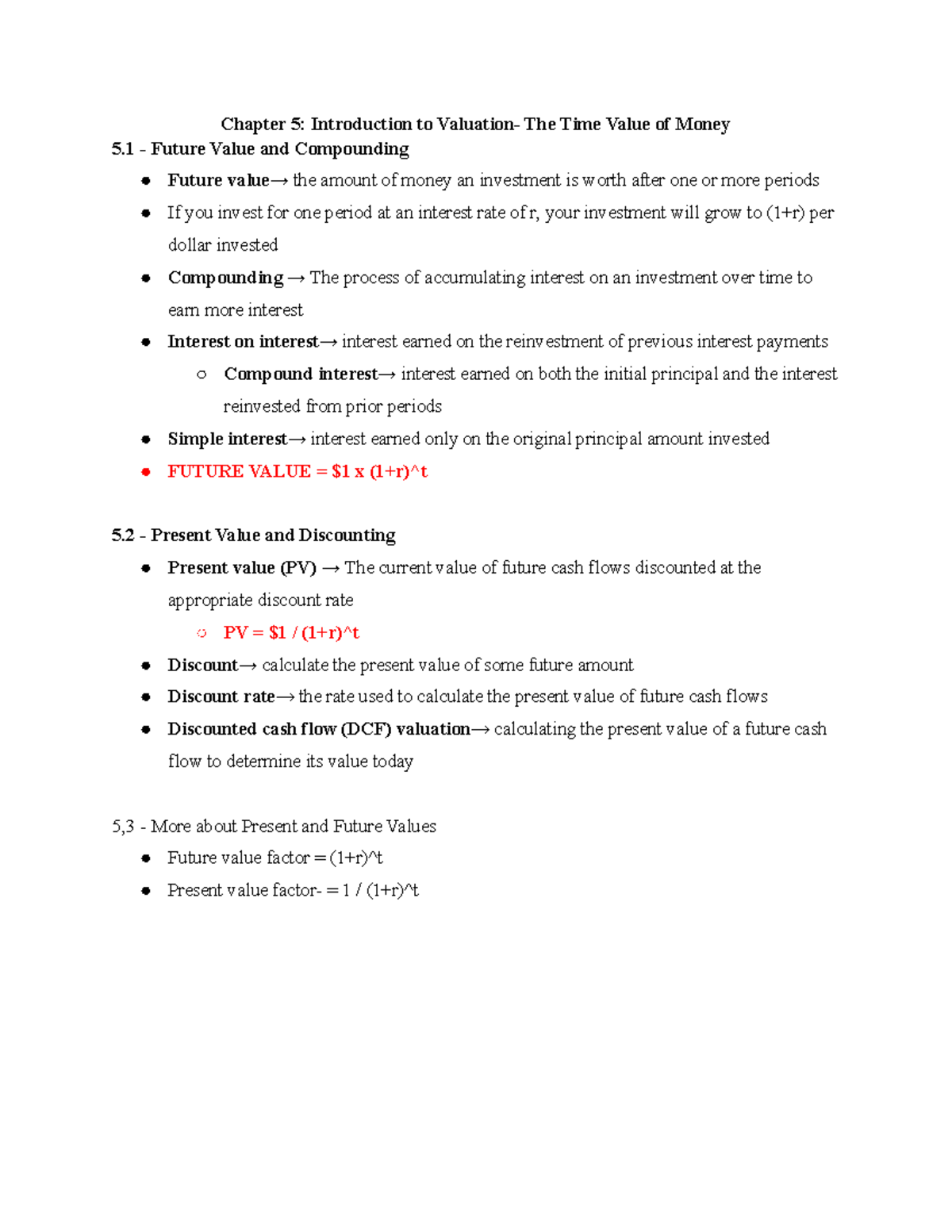 FINC 301 Chapters 5-7 Notes - Chapter 5: Introduction to Valuation- The ...