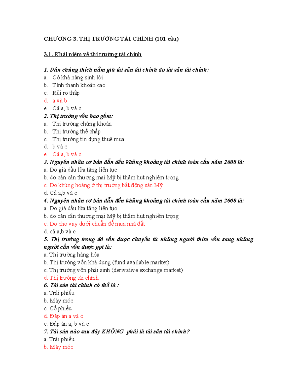 [123doc] - 101-cau-trac-nghiem-thi-truong-tai-chinh - CHƯƠNG 3. THỊ TRƯỜNG TÀI CHÍNH (101 câu) 3 ...