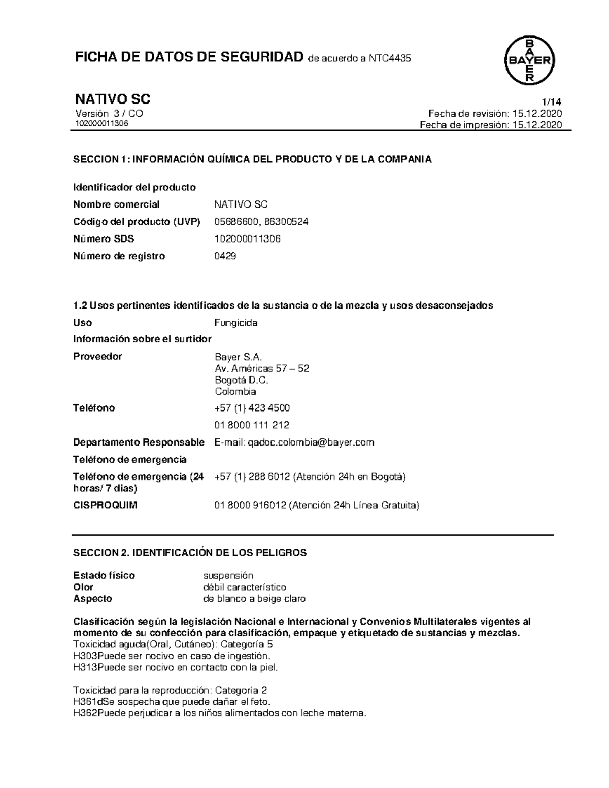 100252-nativo - todo bien - NATIVO SC 1/ Versión 3 / CO Fecha de ...