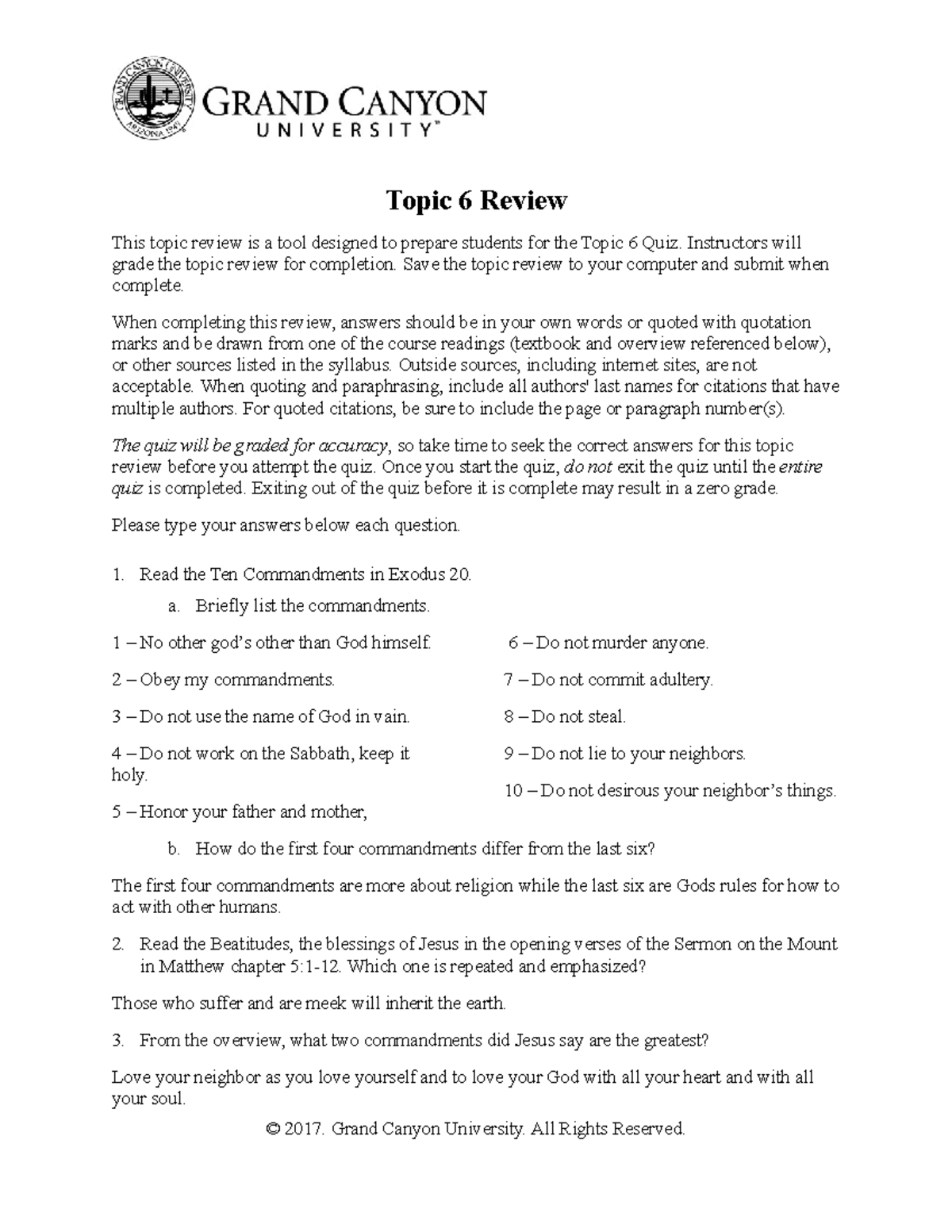 CWV 101 RS T6Review Online - Topic 6 Review This topic review is a tool ...