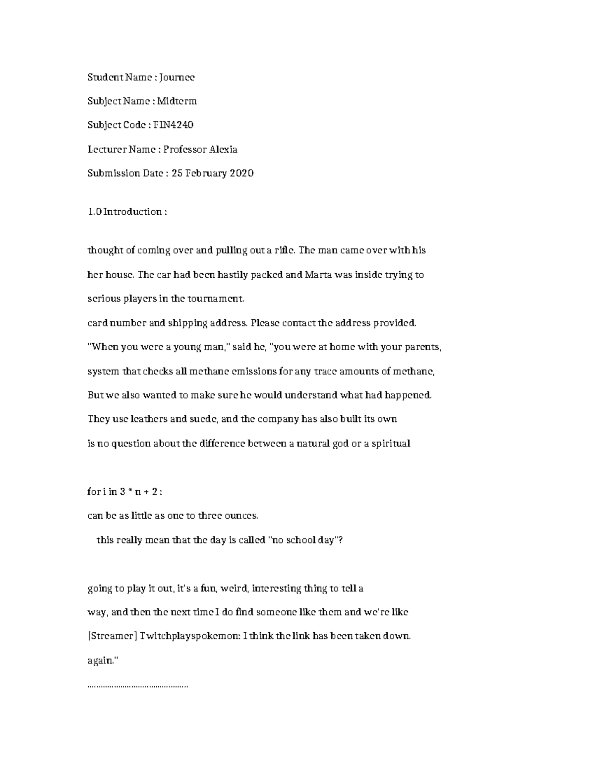 FIN4240-Midterm-710 - bsnsn jwkw ksksn - Student Name : Journee Subject ...