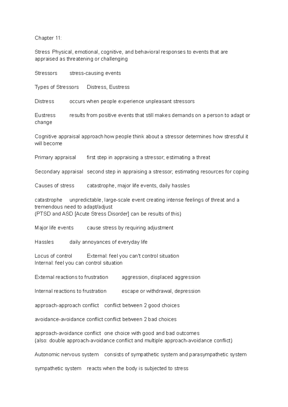 Psych unit 3 exam study guide and notes - Chapter 11: Stress Physical ...
