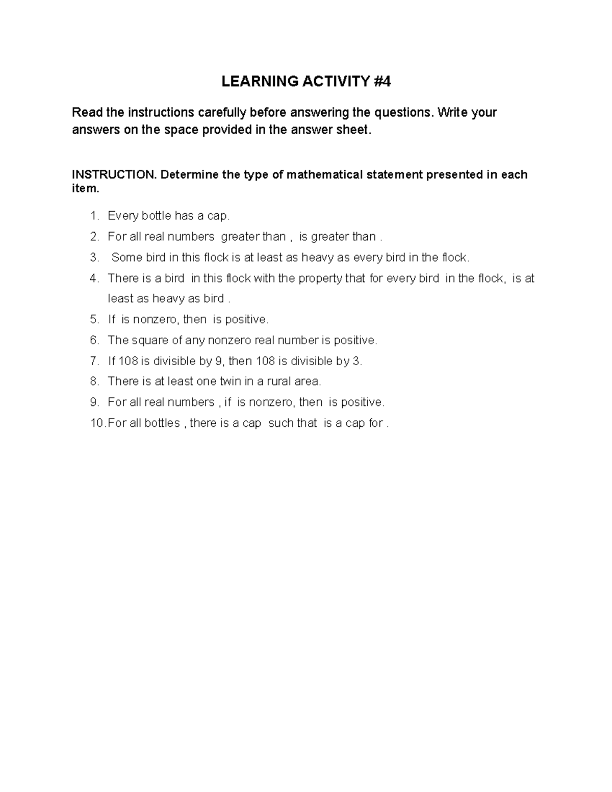 Learning Activity #4 - LEARNING ACTIVITY Read the instructions ...