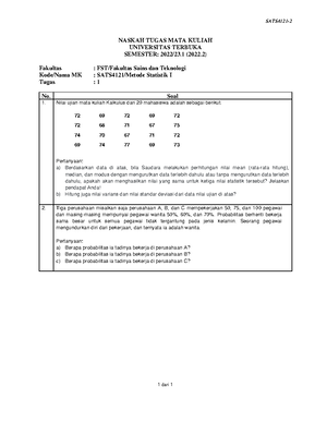 SOAL TAP - NOTE - Metode Statistika Multivariat - Studocu