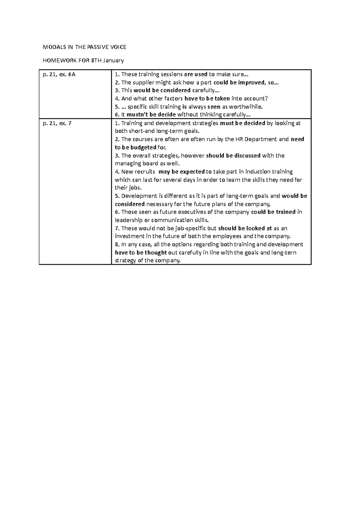 Homework for 8th January passive-modals - MODALS IN THE PASSIVE VOICE ...