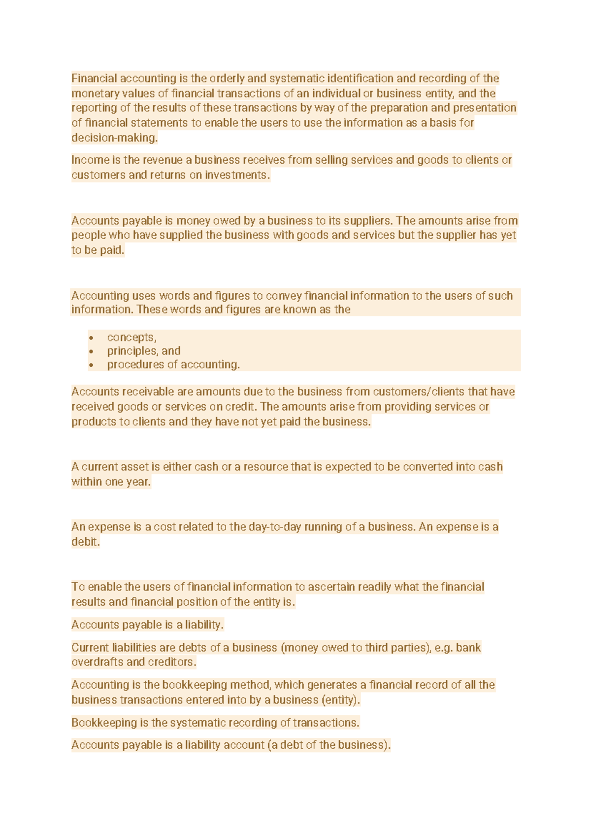 FAC1503 - Financial accounting is the orderly and systematic ...