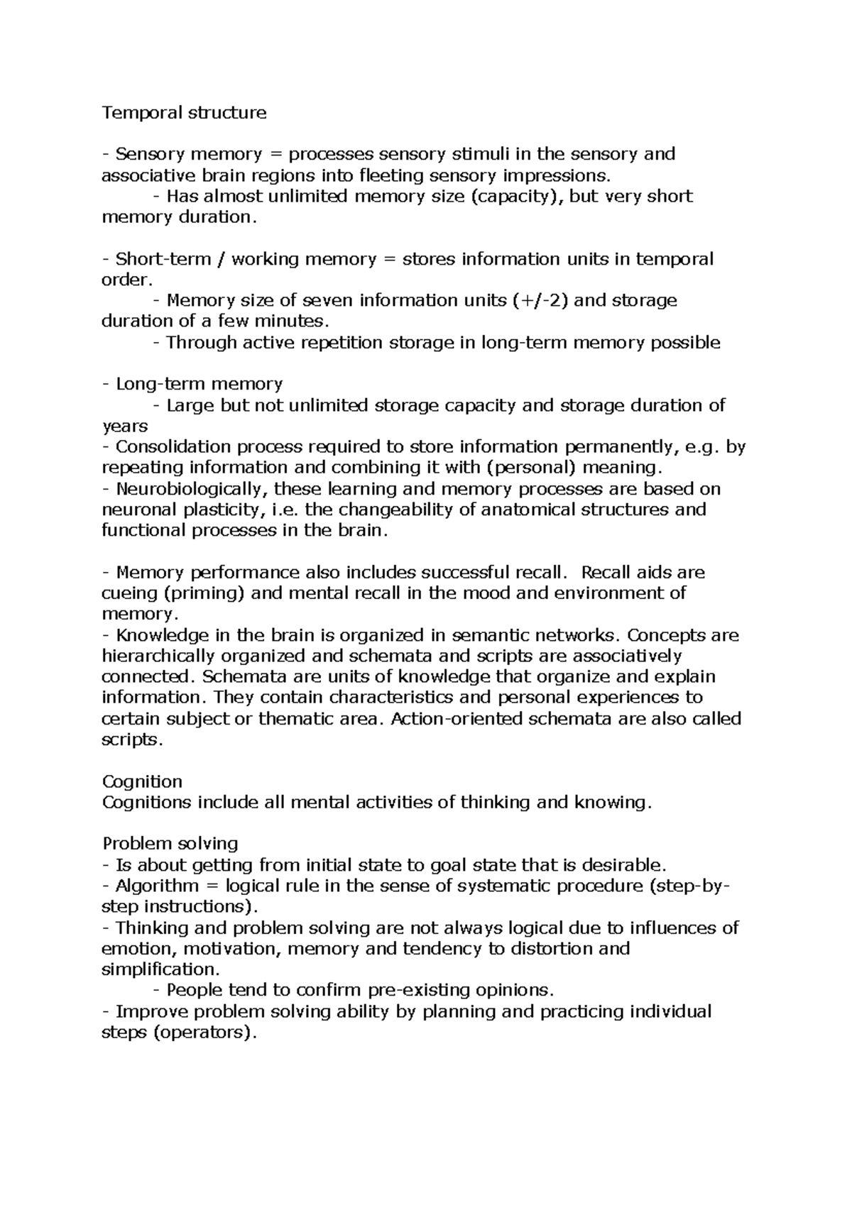 Temporal structure - Psycho Notes - Temporal structure Sensory memory ...