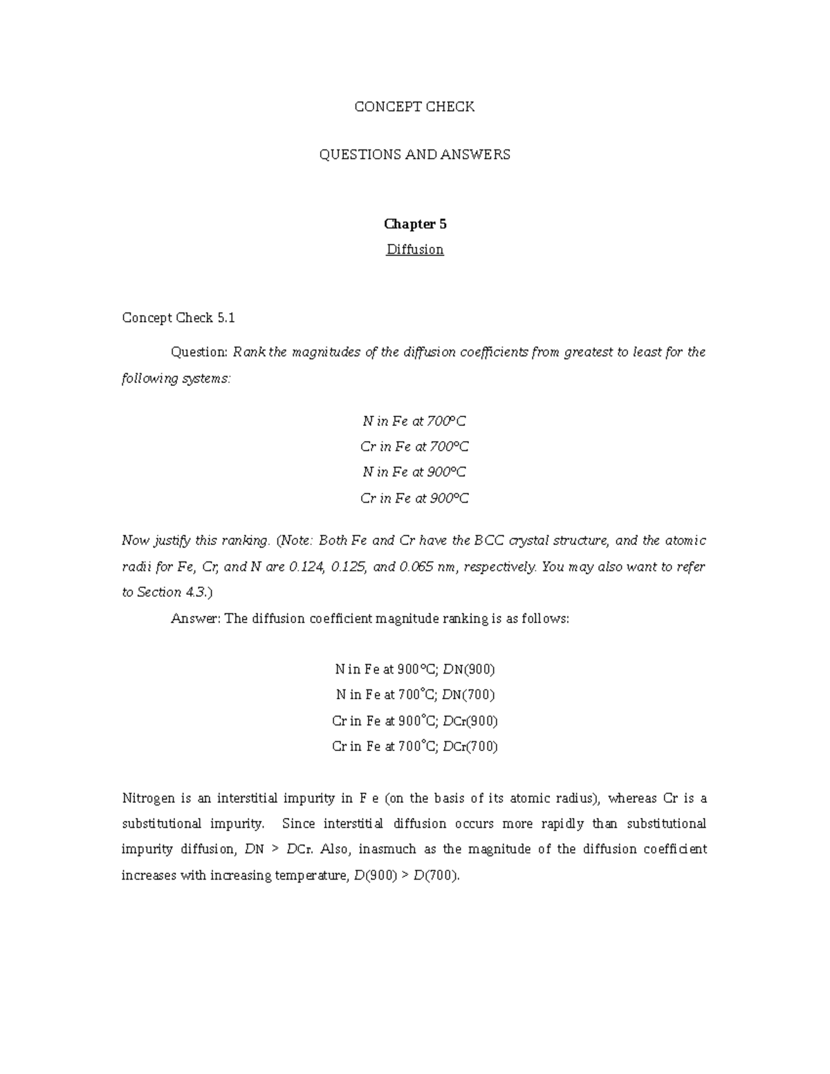 Concept check chap 5 - CONCEPT CHECK QUESTIONS AND ANSWERS Chapter 5 ...