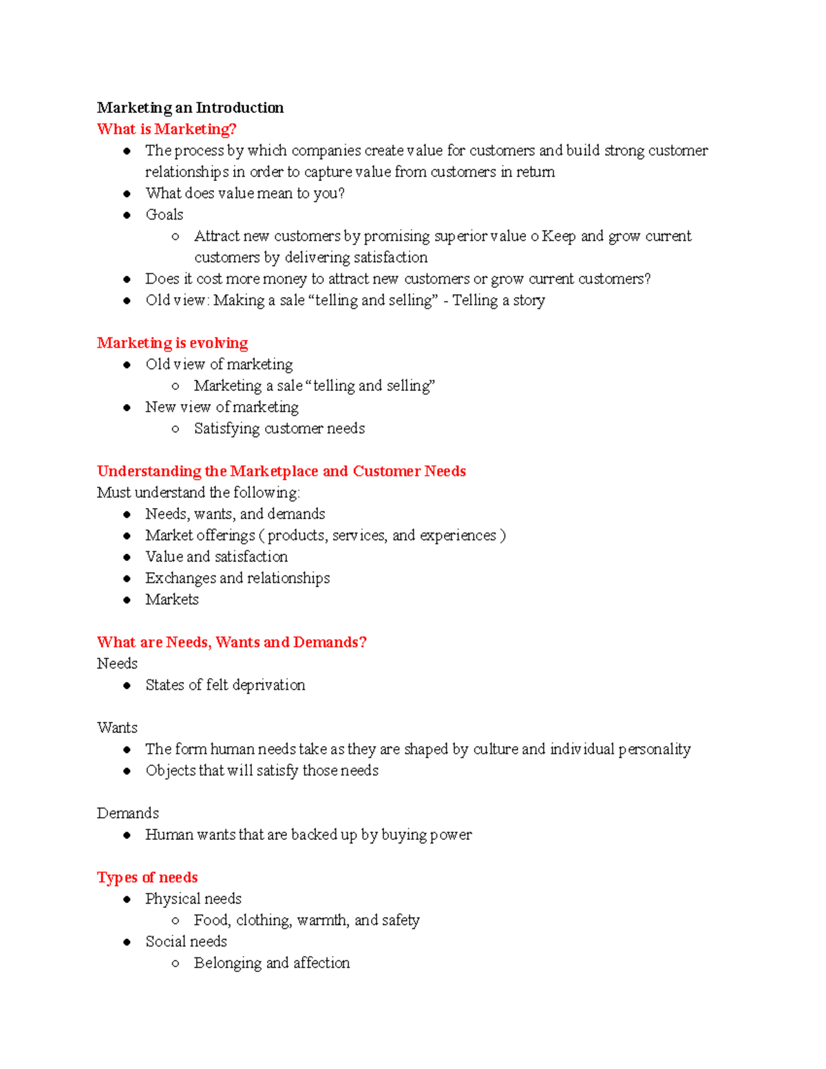 2021-IN322-Notes Intro - Marketing an Introduction What is Marketing ...