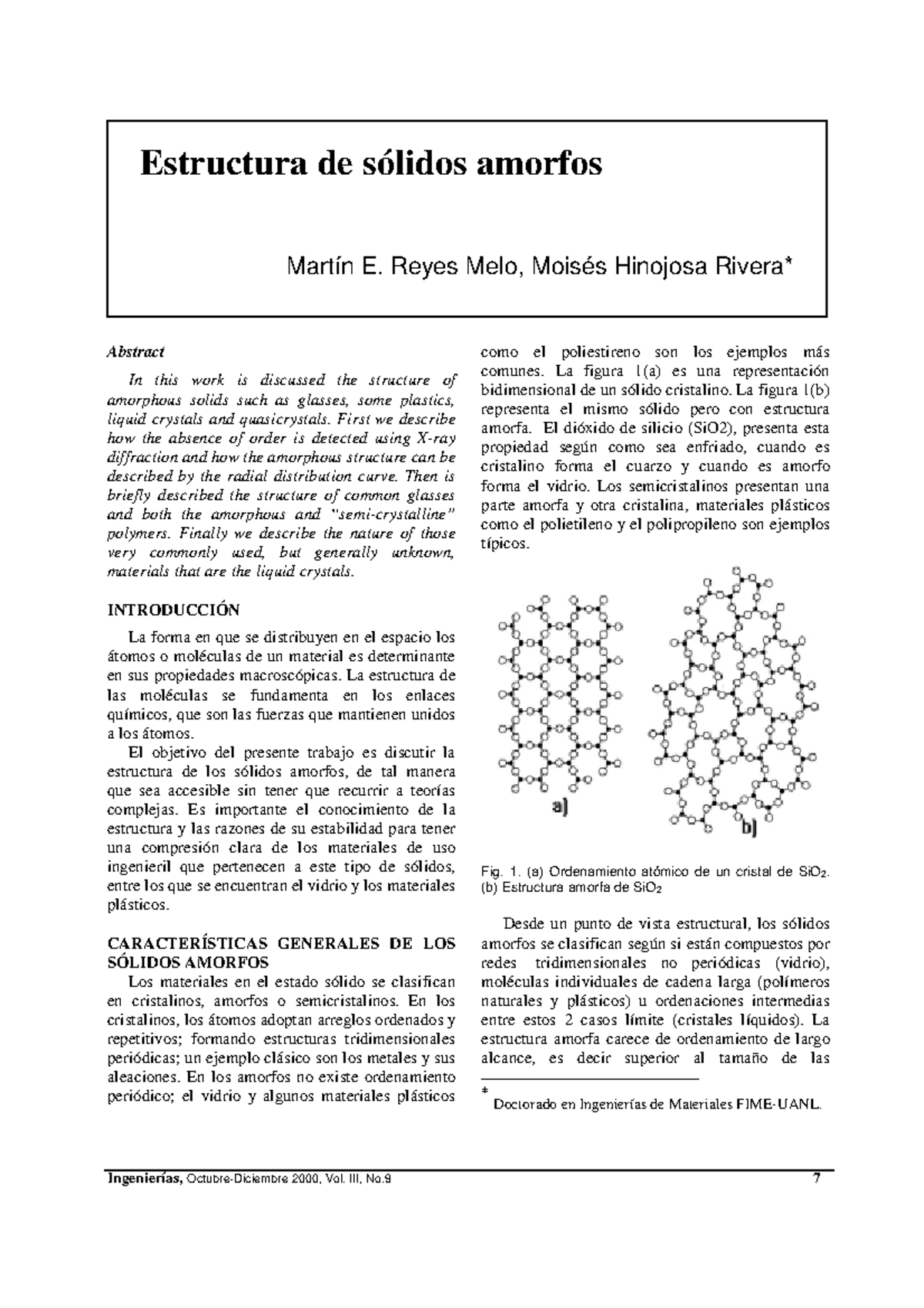 Estructura de solidos amorfos - Abstract In this work is discussed the ...