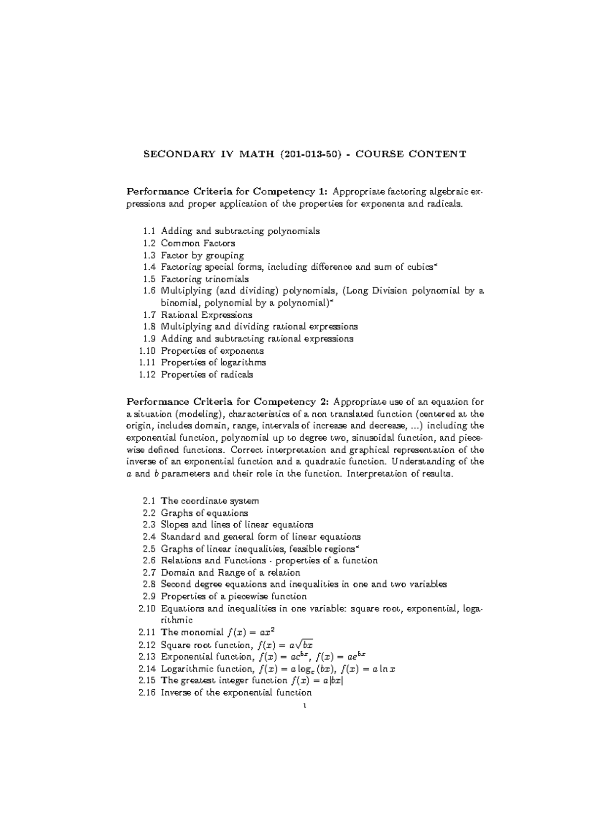 201-013-50 - This is good source for calculus - SECONDARY IV MATH (201 ...