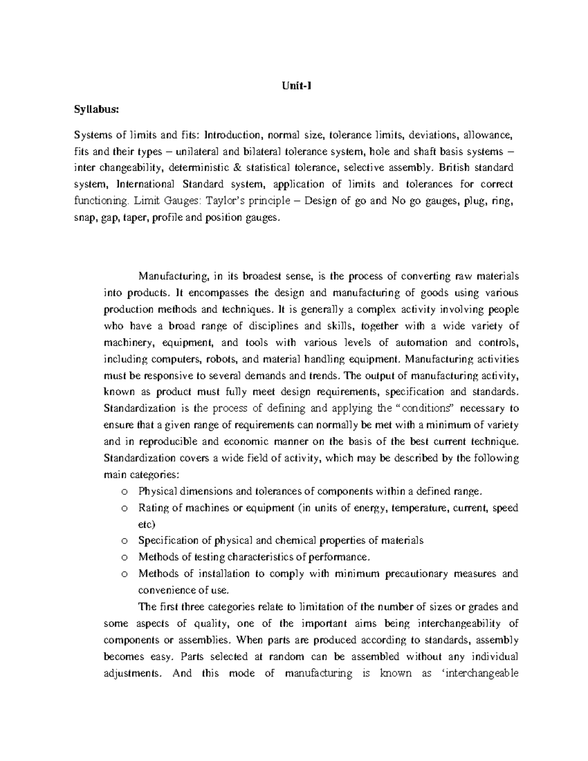 M&I UNIT-1r according to the demand. - Unit-I Syllabus: Systems of ...