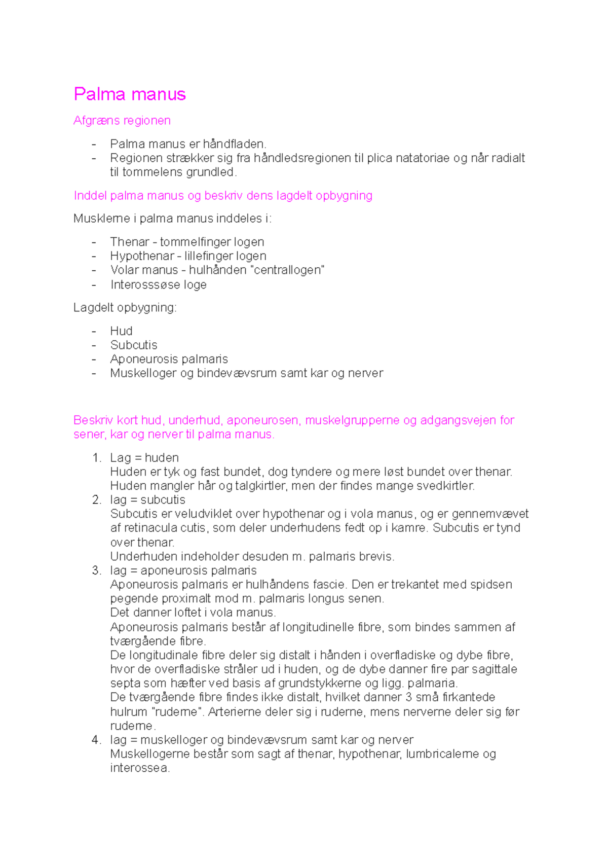 Disposition til palma manus i den mundtlige i eksamen - Palma manus ...