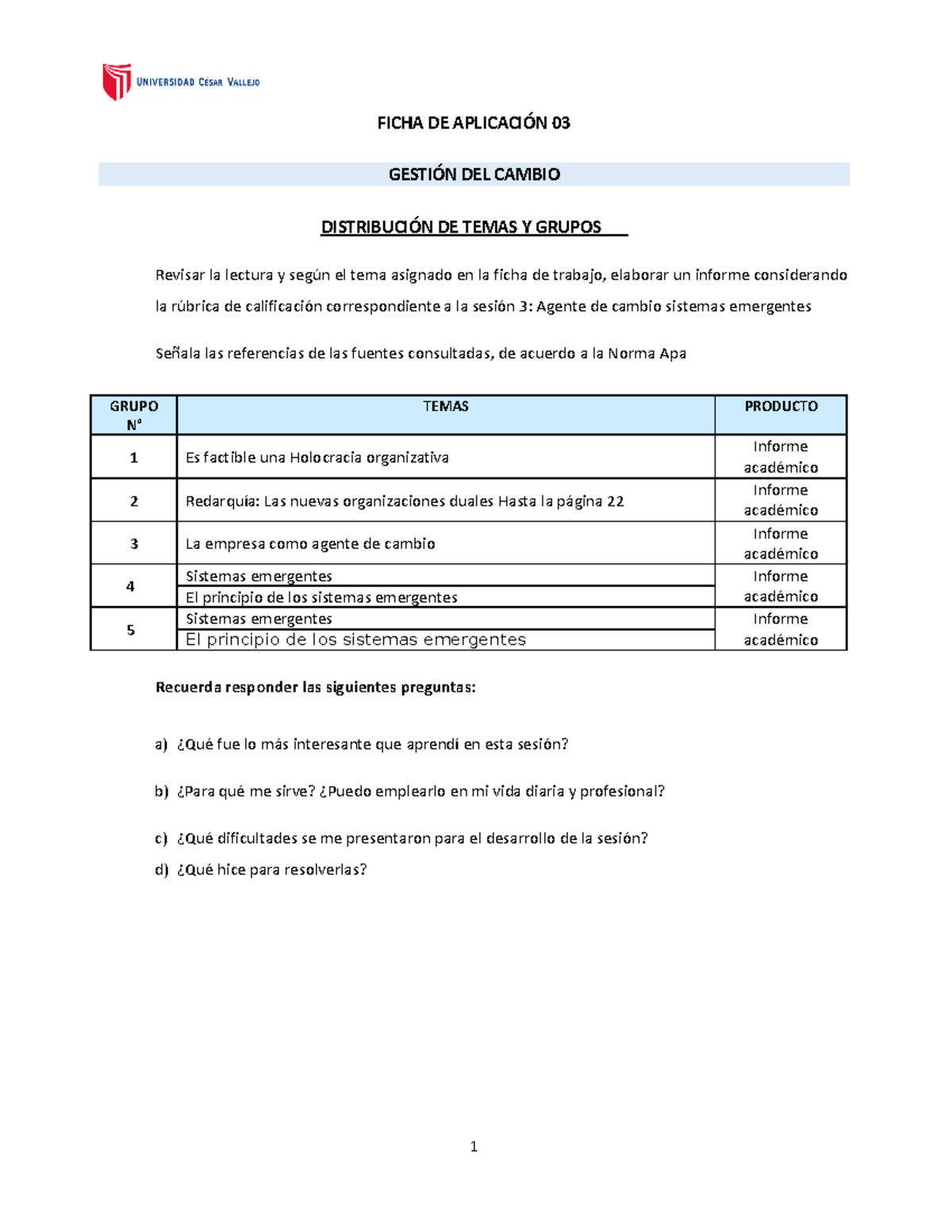 Ficha de aplicación 3 - kmkmk - FICHA DE APLICACIÓN 03 GESTIÓN DEL ...