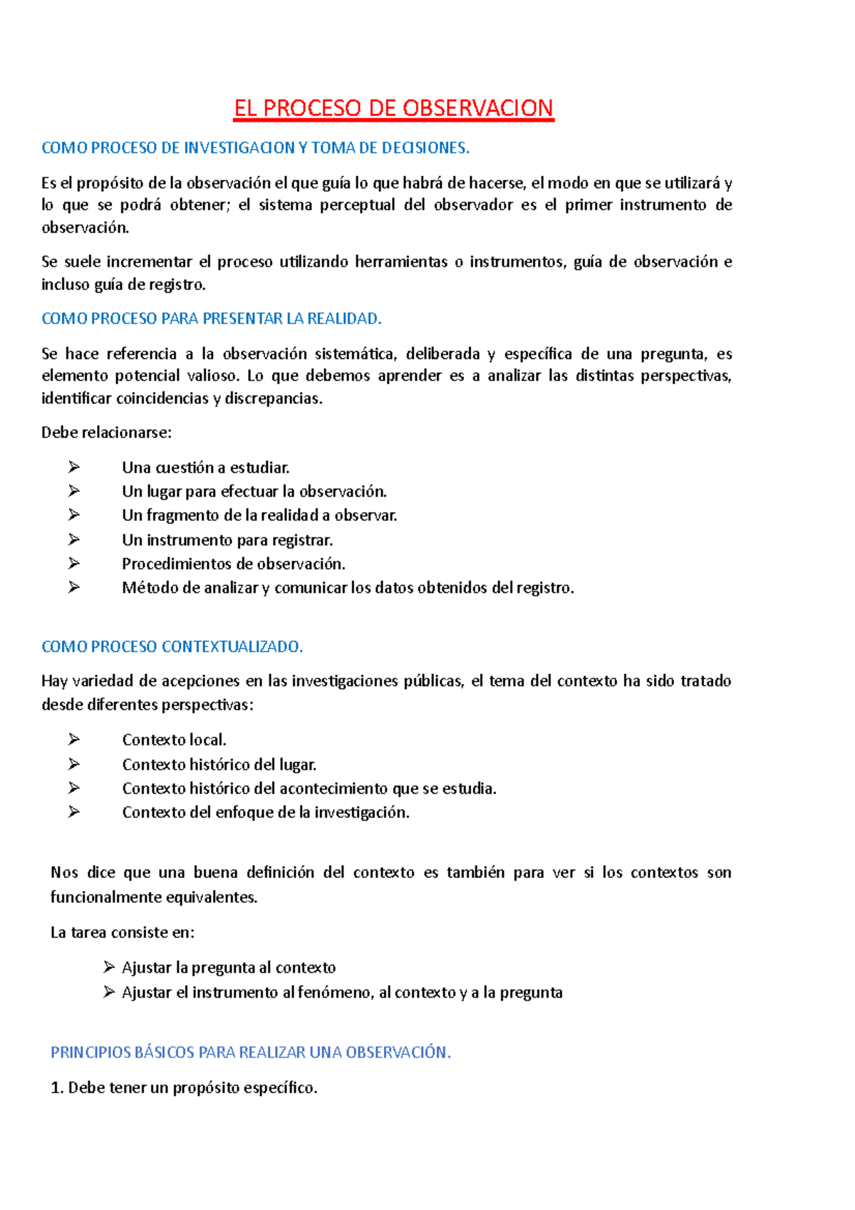 EL Proceso DE Observacion - EL PROCESO DE OBSERVACION COMO PROCESO DE ...