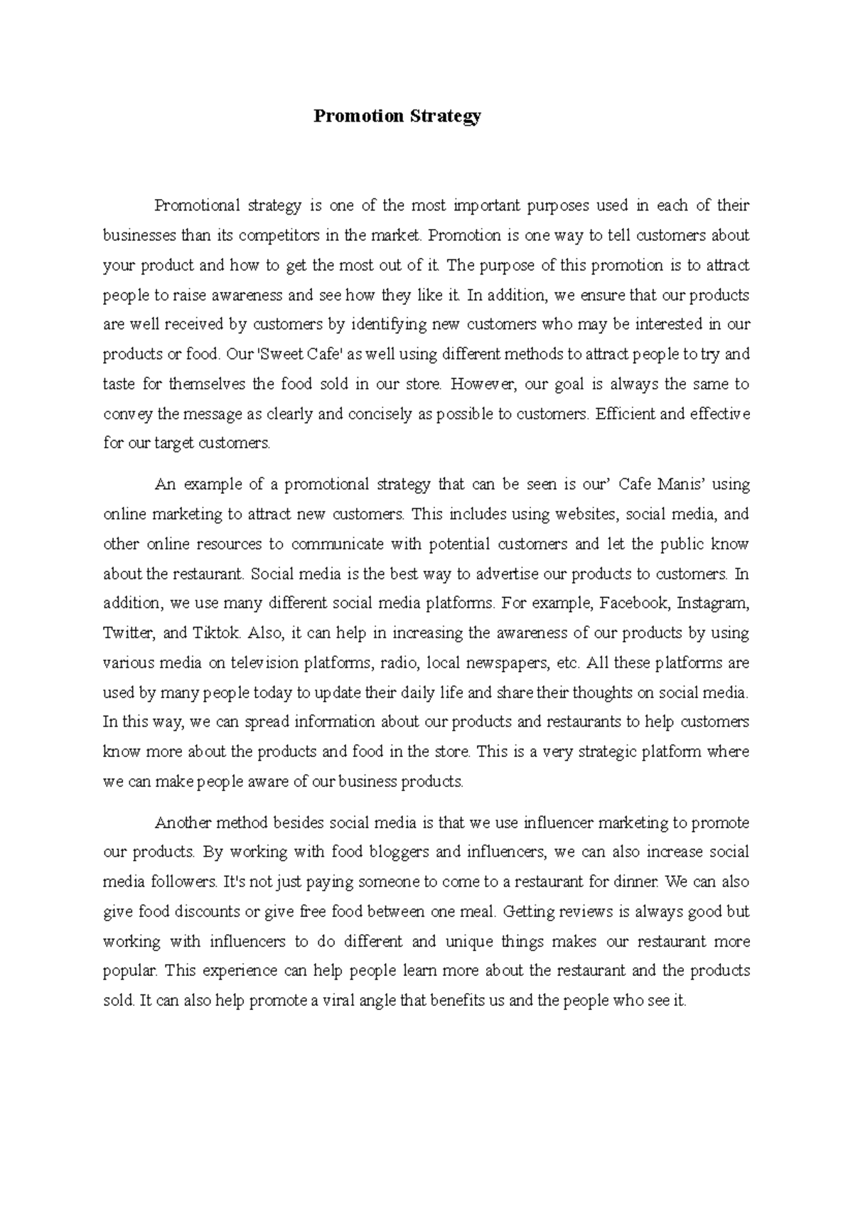 Assignment HTC 586 ( Group) - Promotion Strategy Promotional strategy ...