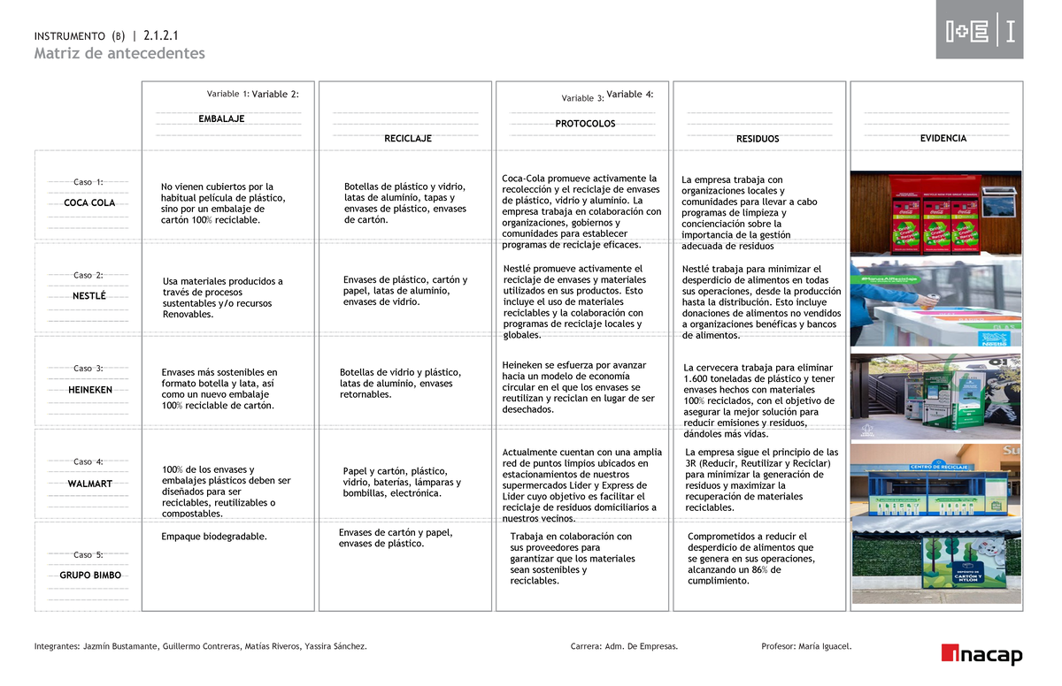2.1 - jjj - INSTRUMENTO (B) | 2.1. Matriz de antecedentes Variable 1 ...