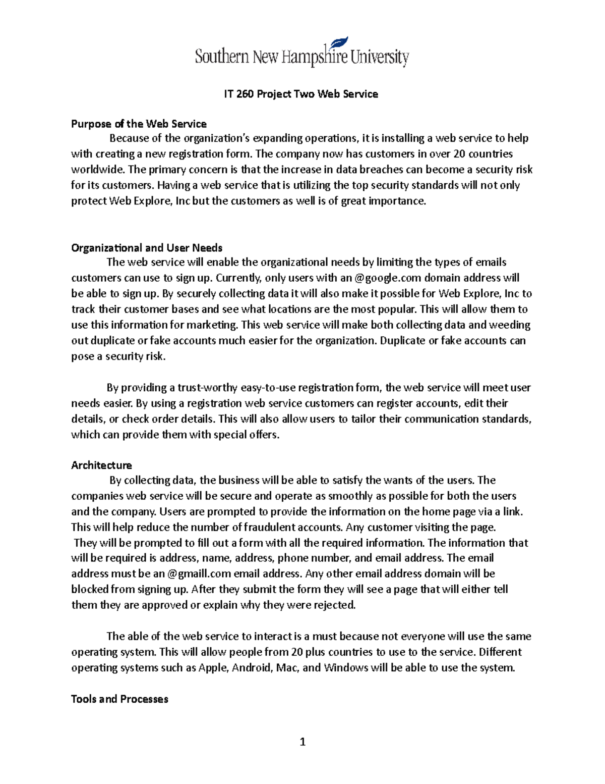 IT 260 Project Two Web Service - IT 260 Project Two Web Service Purpose of the Web Service ...