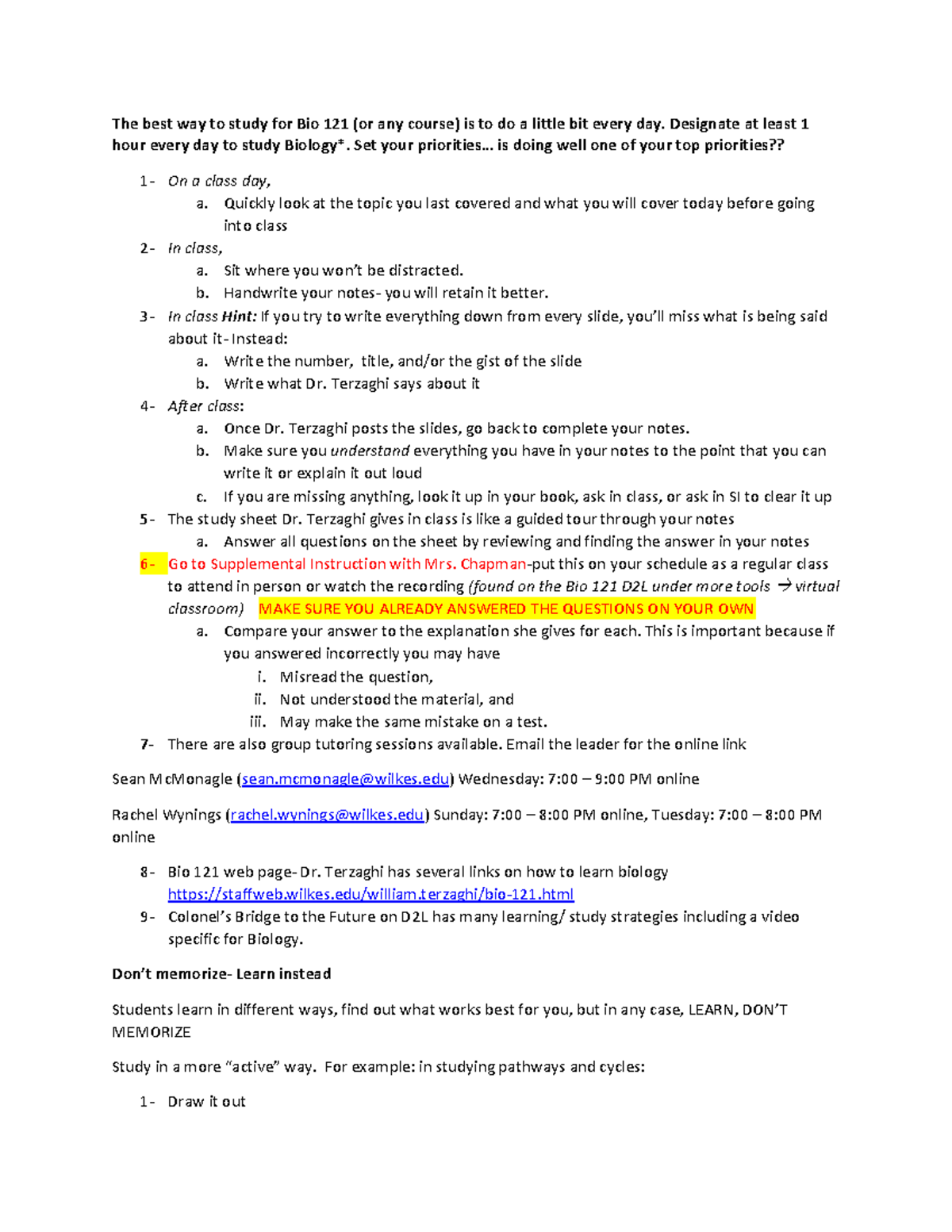 Study strategies for bio - The best way to study for Bio 121 (or any ...